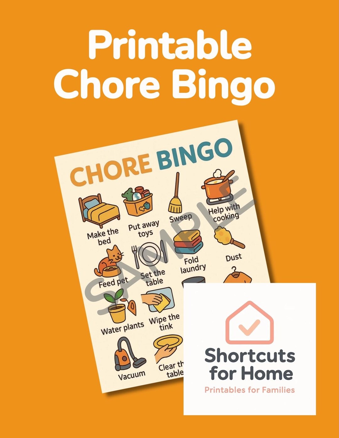 Chore Bingo for Kids | Printable Chore Chart Game | Fun Toddler ...