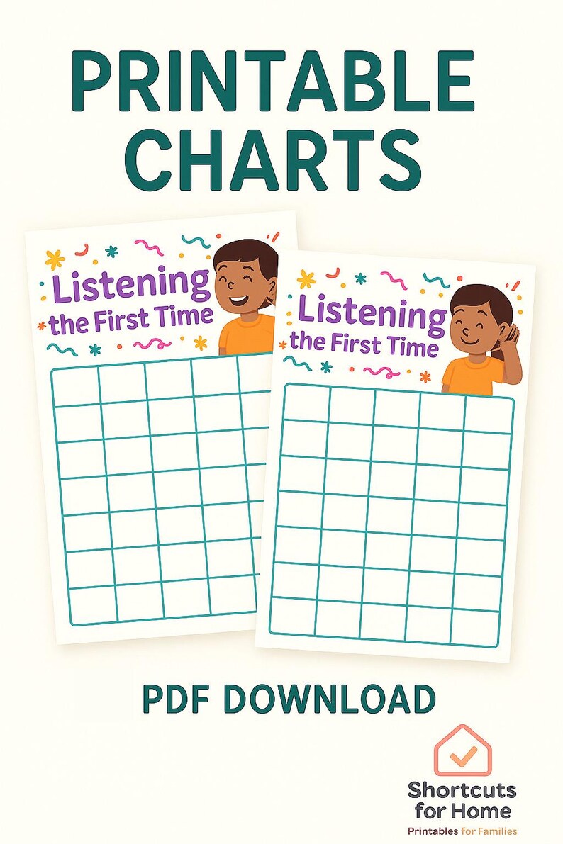 Listening Chart Boy + Girl | Encouraging Good Listening - Etsy