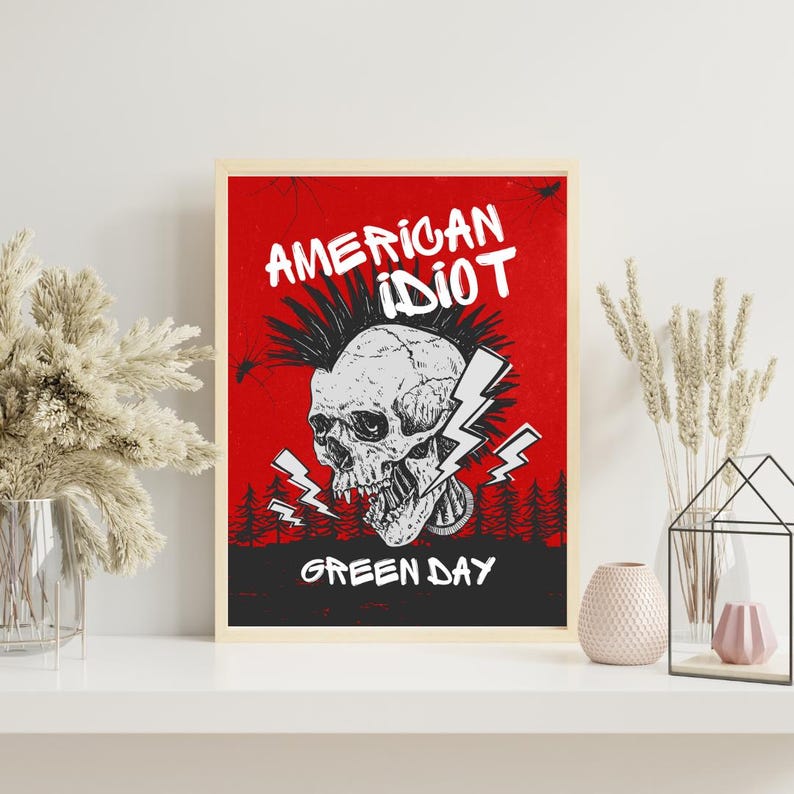 Green Day Poster, American Idiot Poster, Pop Punk Rock Band Wall Art ...