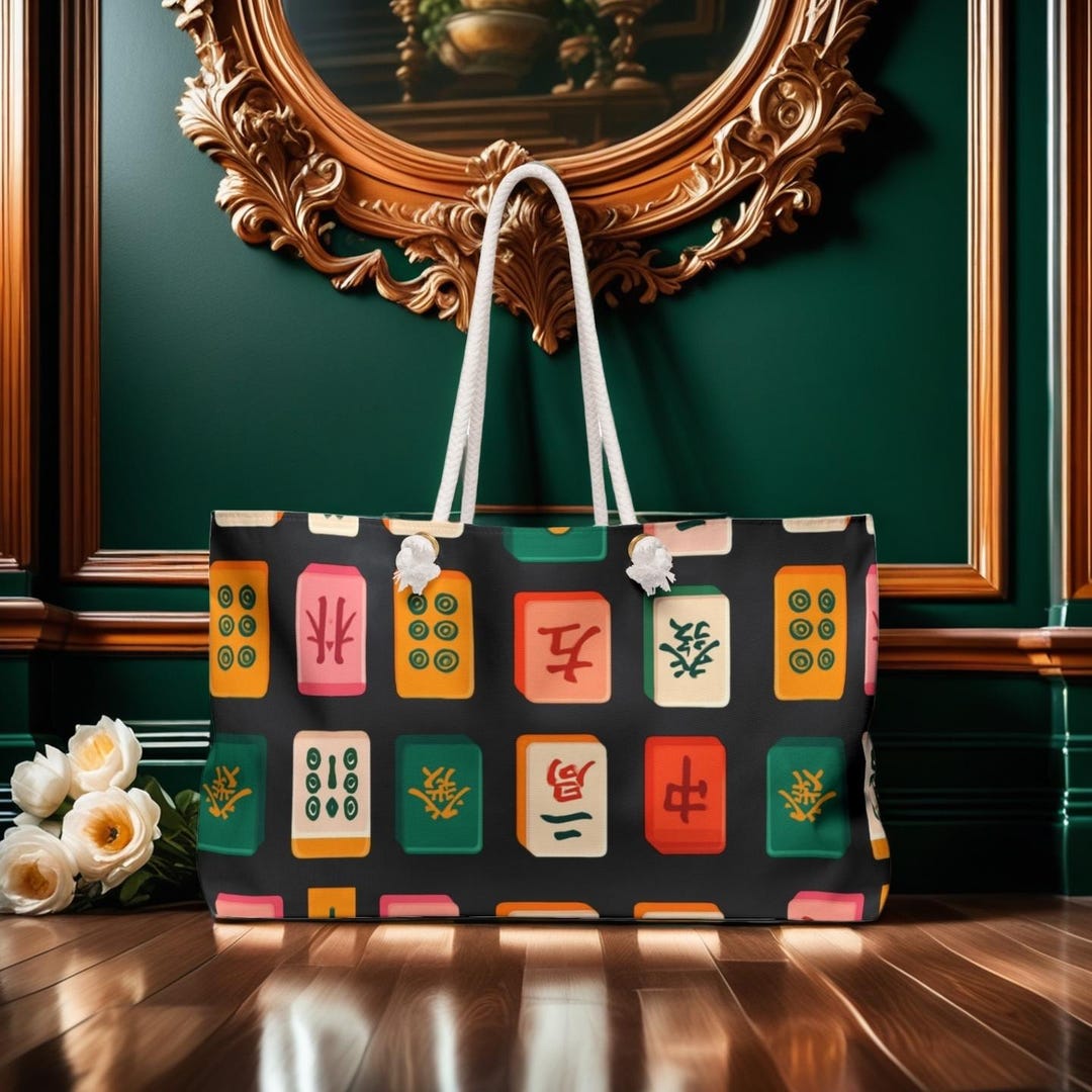 Vibrant Mahjong Tiles Weekender Bag, Tote Bag for Travel, Beach, Gym ...