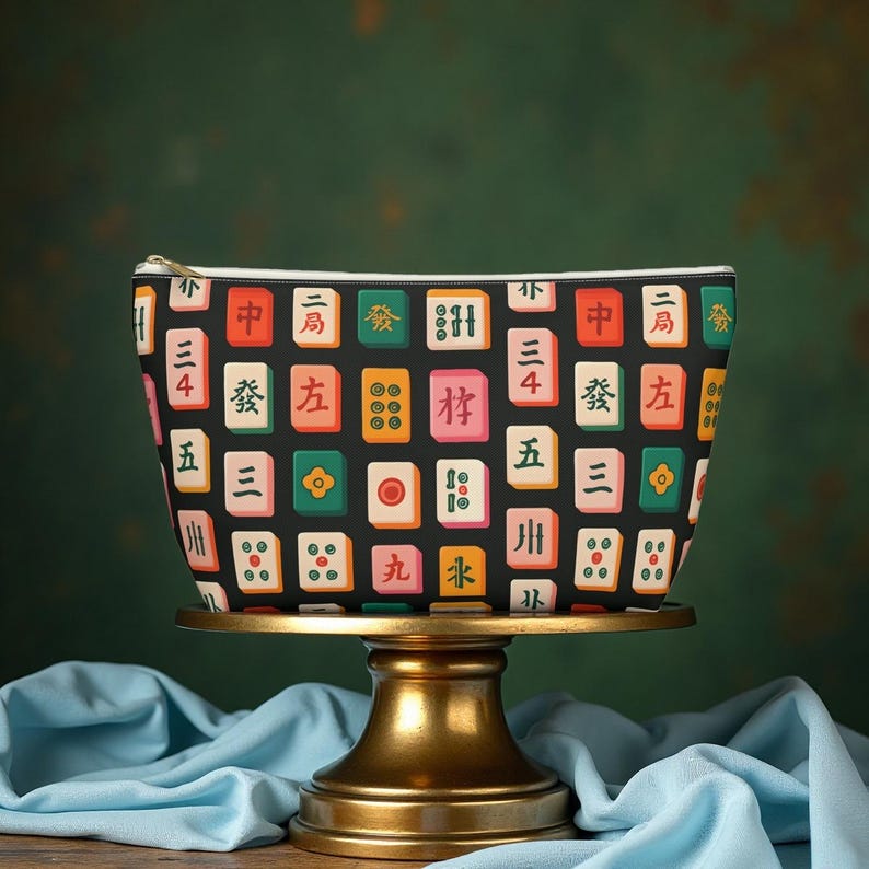 Mahjong Tiles Pattern, Mahjong Accessories, Zipper Pouch for Mahjong ...