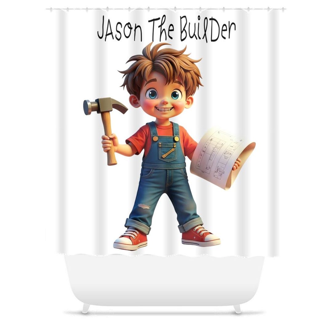 Shower Curtain- Jason the Builder - Etsy
