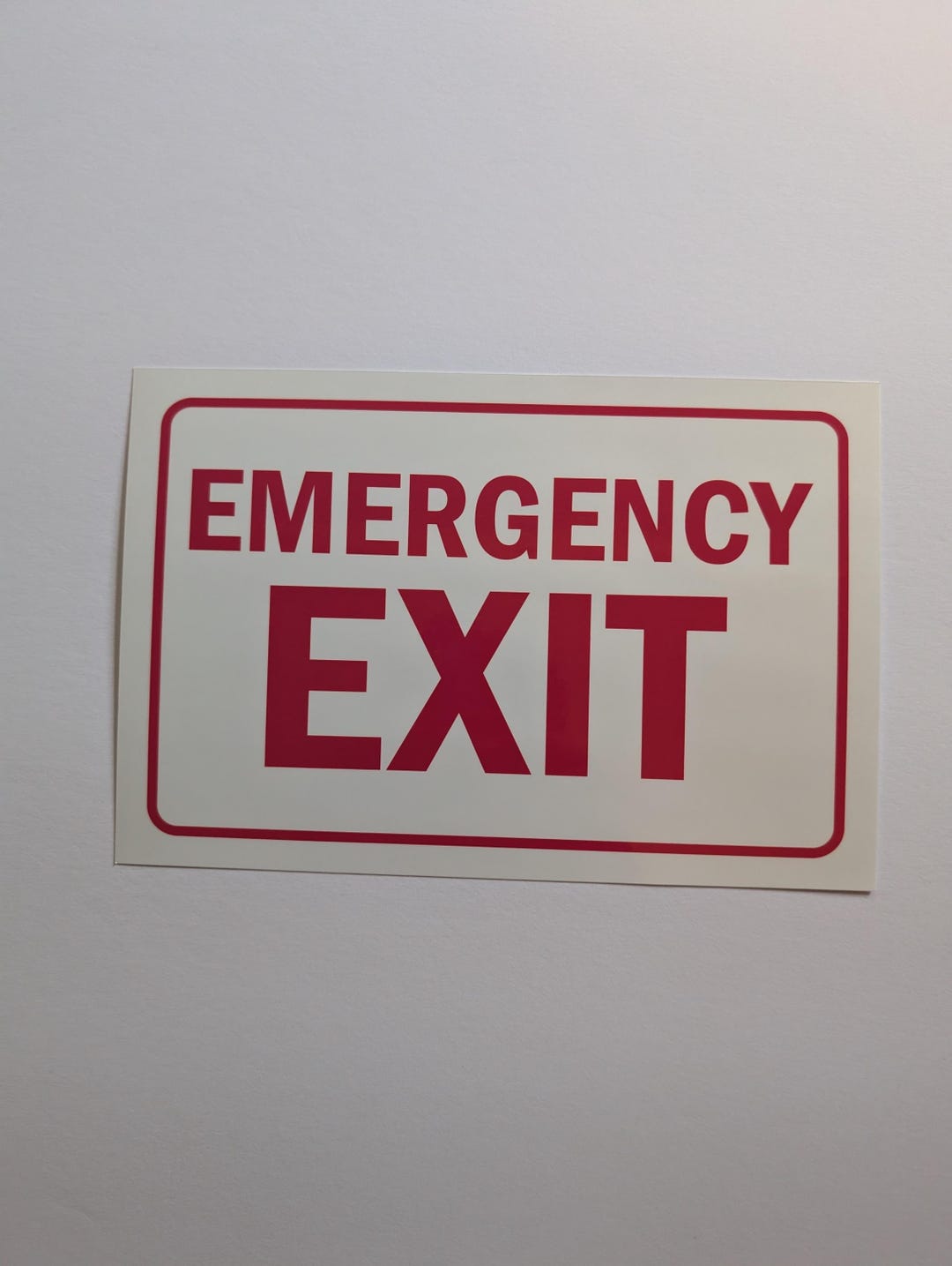 Emergency Exit Only Sign White, Red, Self-adhesive, Vinyl Sticker ...