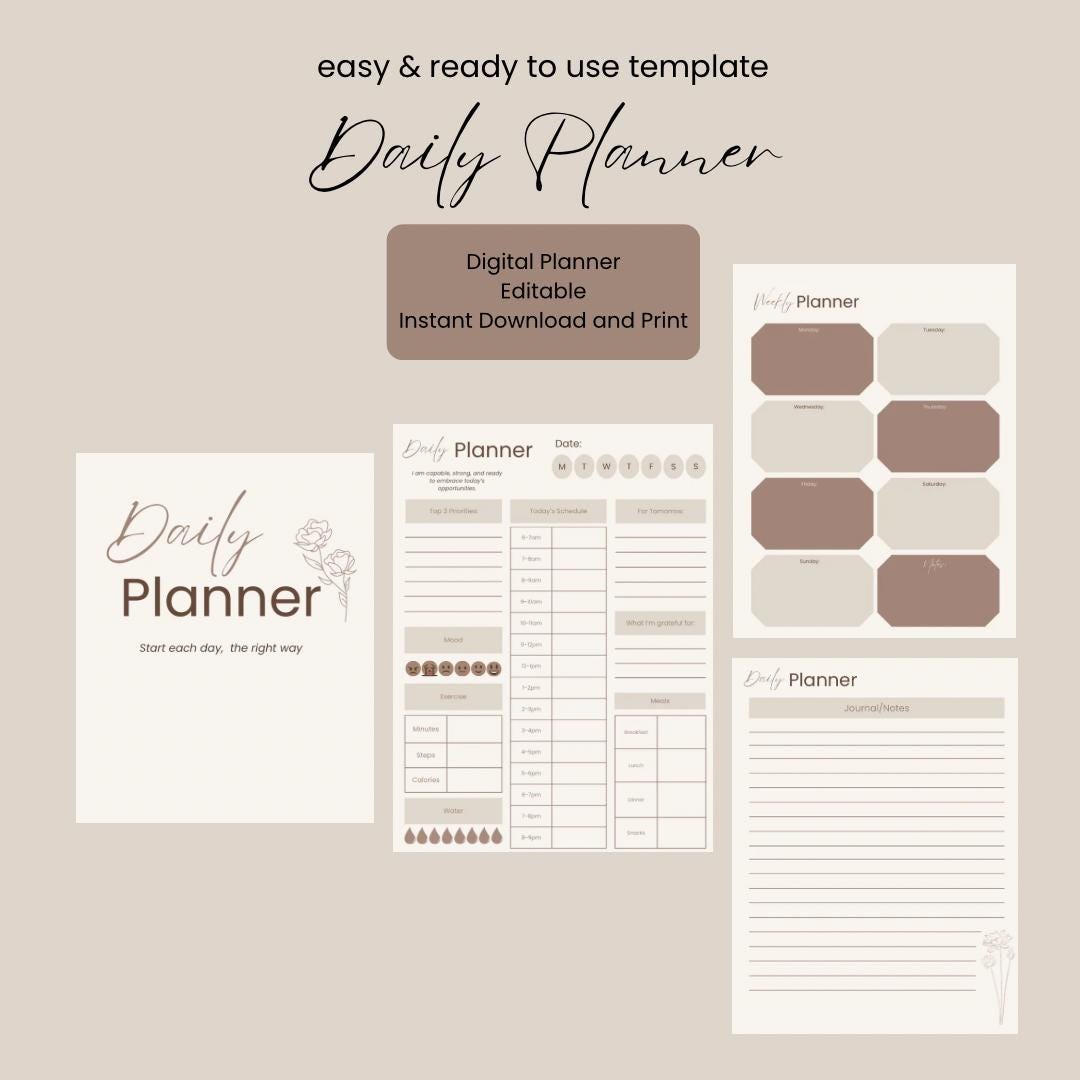 Printable and Editable Daily and Weekly Planner - Etsy