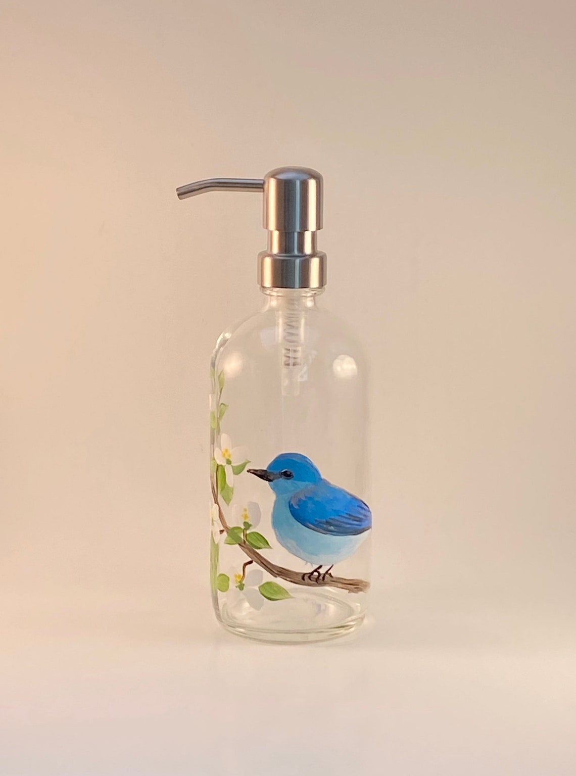 Hand Painted Soap Bottle With Western Bluebird Soap Bottle - Etsy
