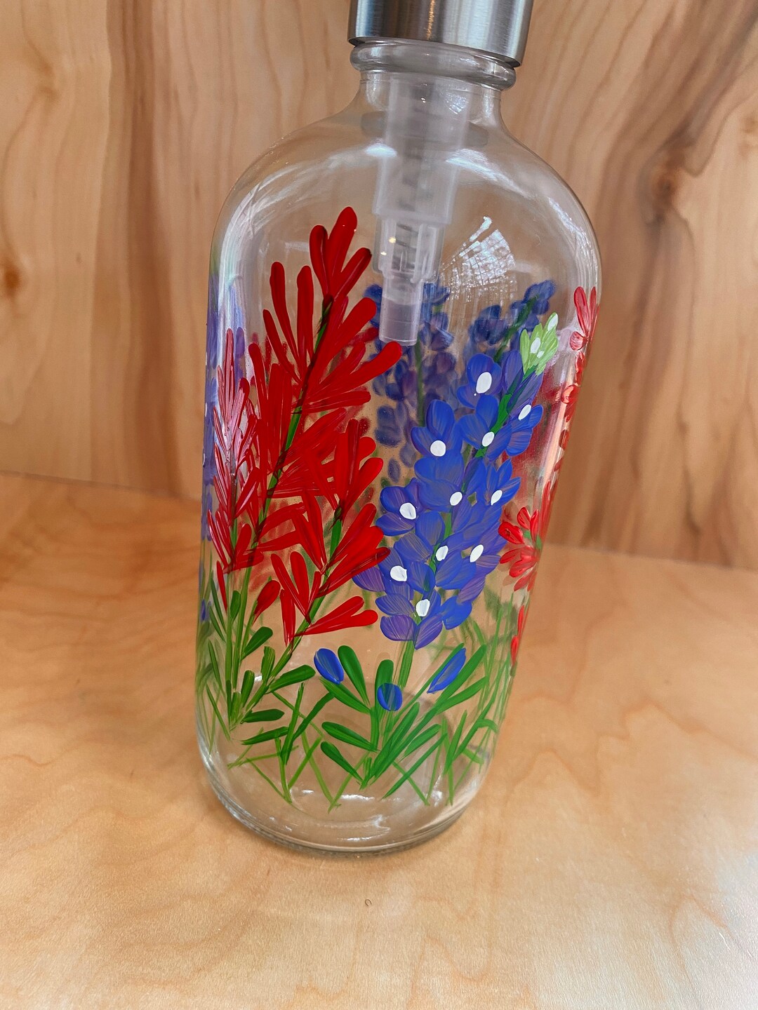 Hand Painted Soap Dispenser With Blue Bonnets and Indian Paintbrush ...