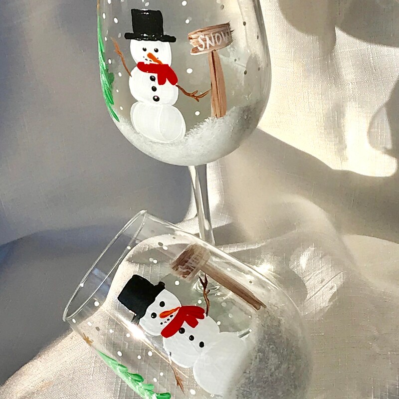 Snowman Wine Glass - Etsy