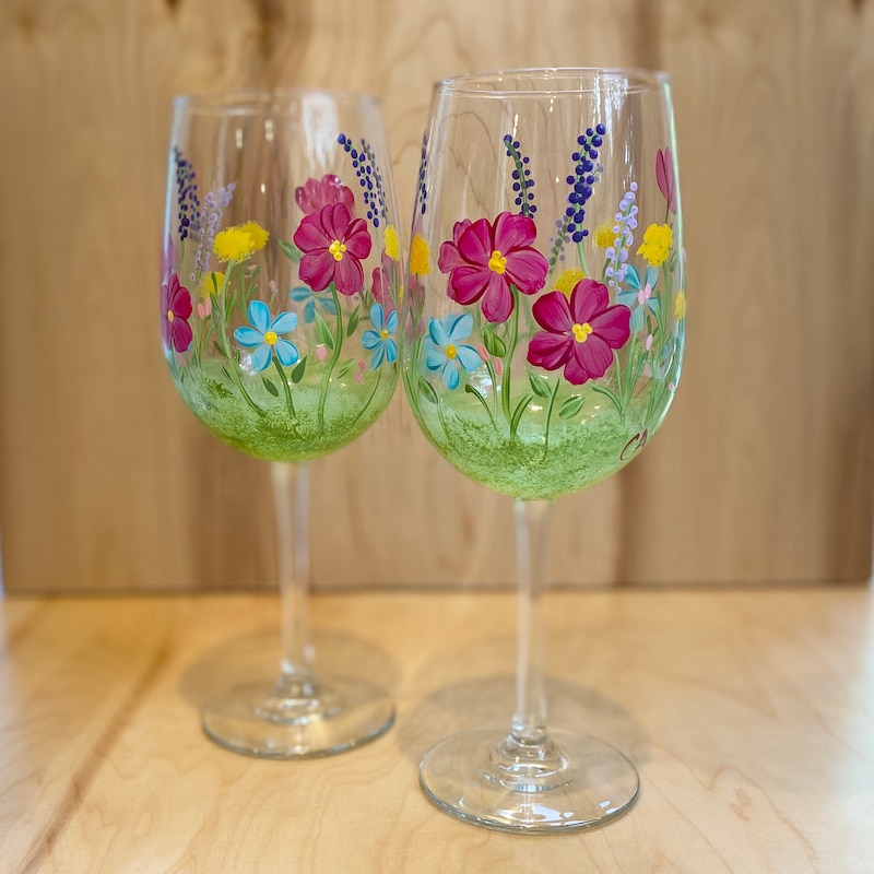 Spring Wine Glasses - Etsy