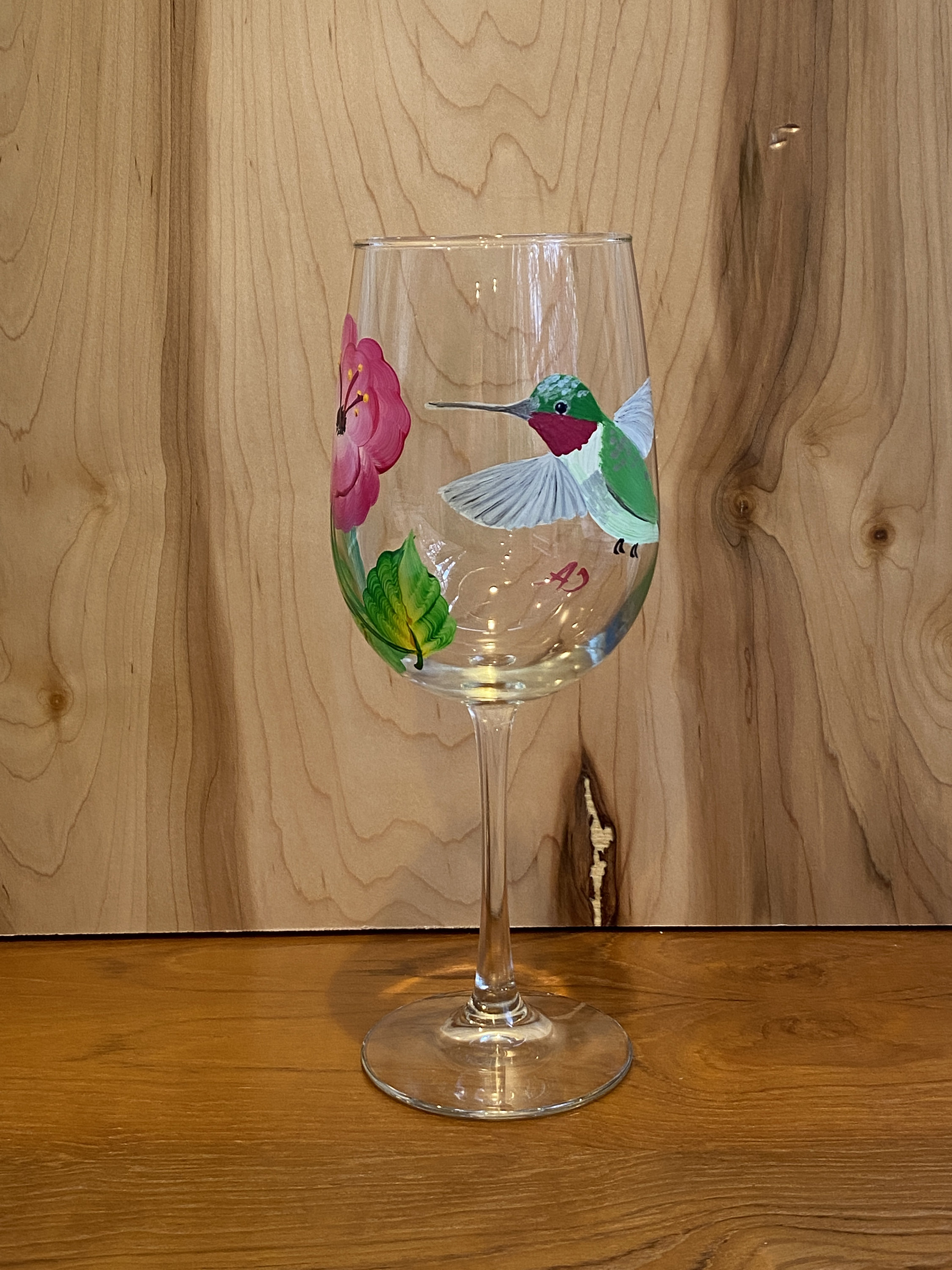 Hand Painted Hummingbird Wine Glass: Tropical Hibiscus Flower - Etsy