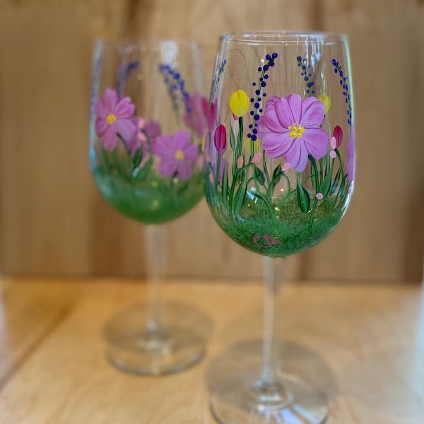 Spring Wine Glasses - Etsy