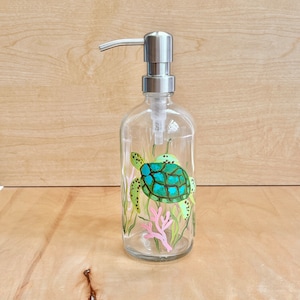 Hand Painted Sea Turtle Soap Dispenser: Beach Bathroom Decor - Etsy