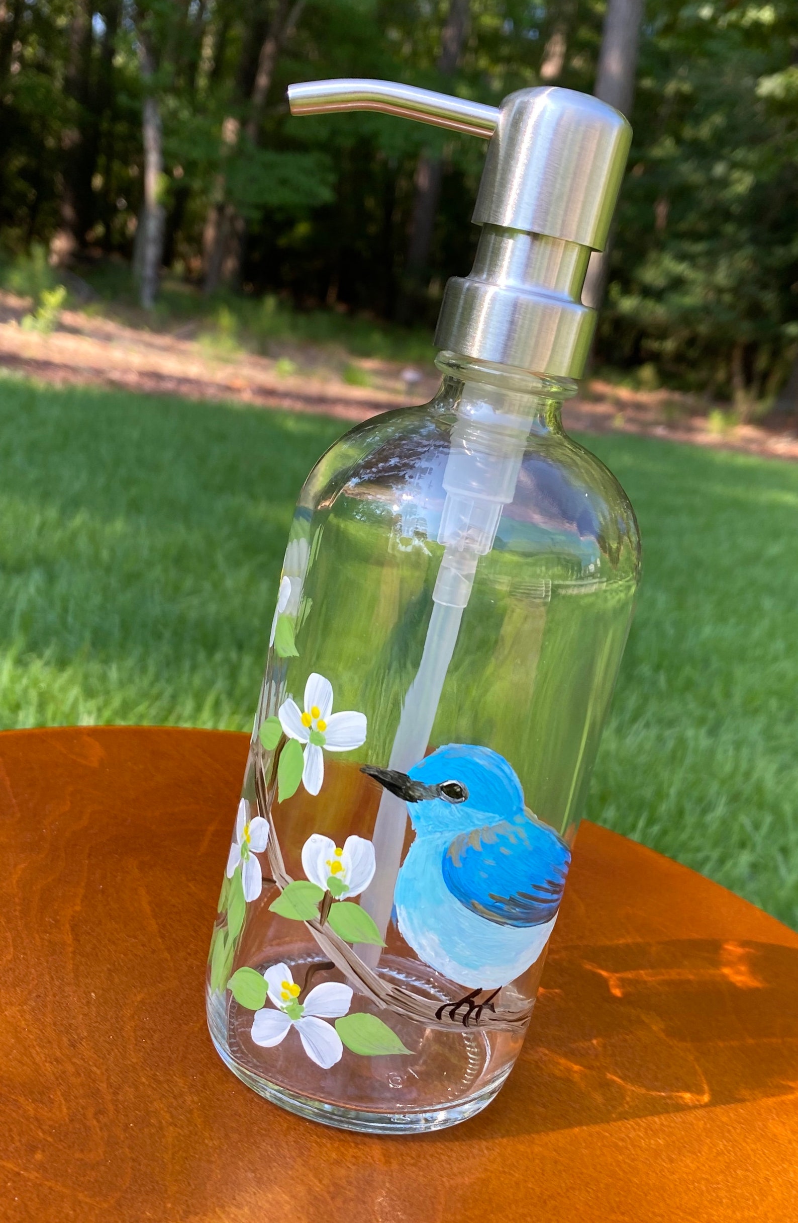 Hand Painted Soap Bottle With Western Bluebird Soap Bottle - Etsy