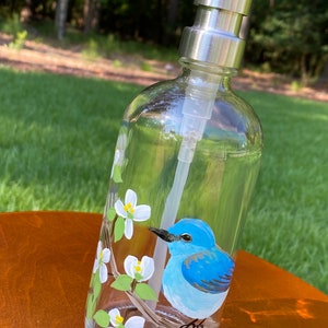 Hand Painted Soap Bottle With Western Bluebird, Soap Bottle With Bird ...