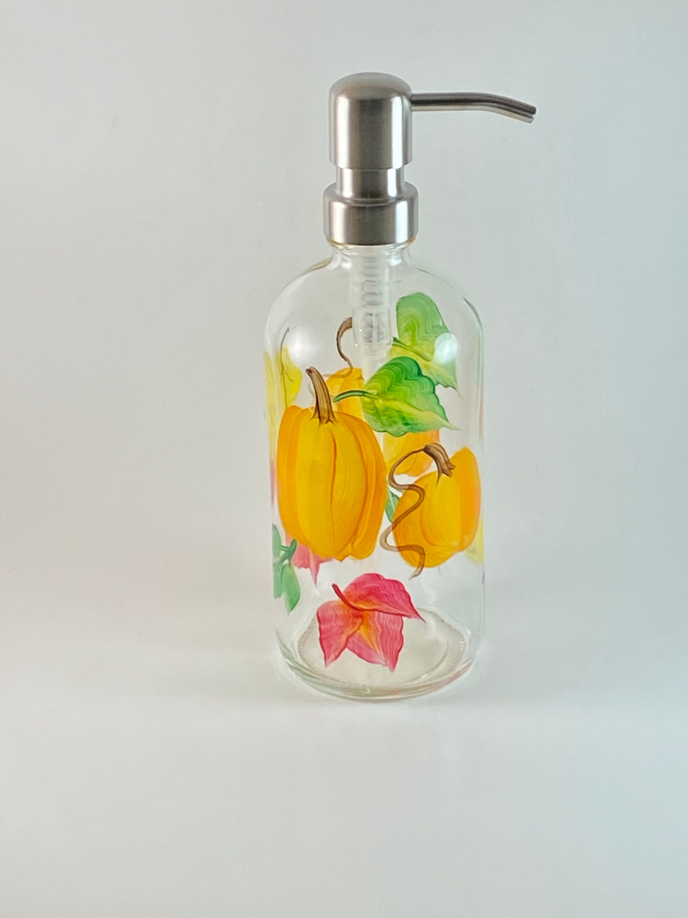 Hand painted soap dispenser for fall orange pumpkins fall | Etsy