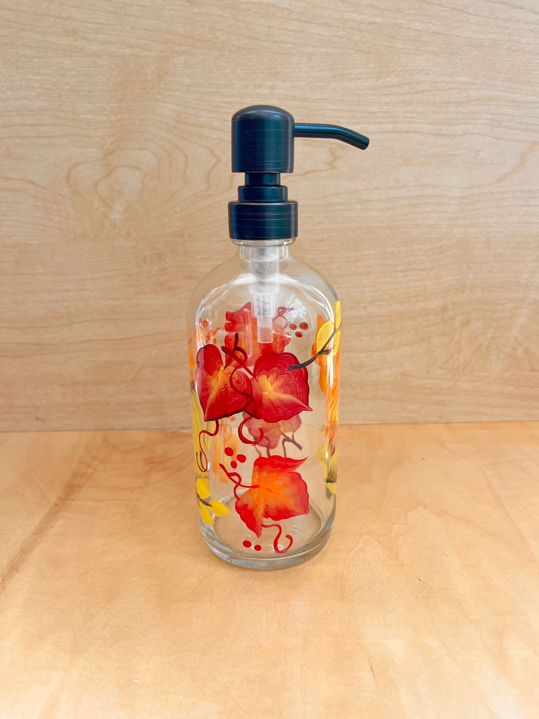 Hand Painted Fall Leaves Soap Dispenser: Autumn Bathroom Decor - Etsy