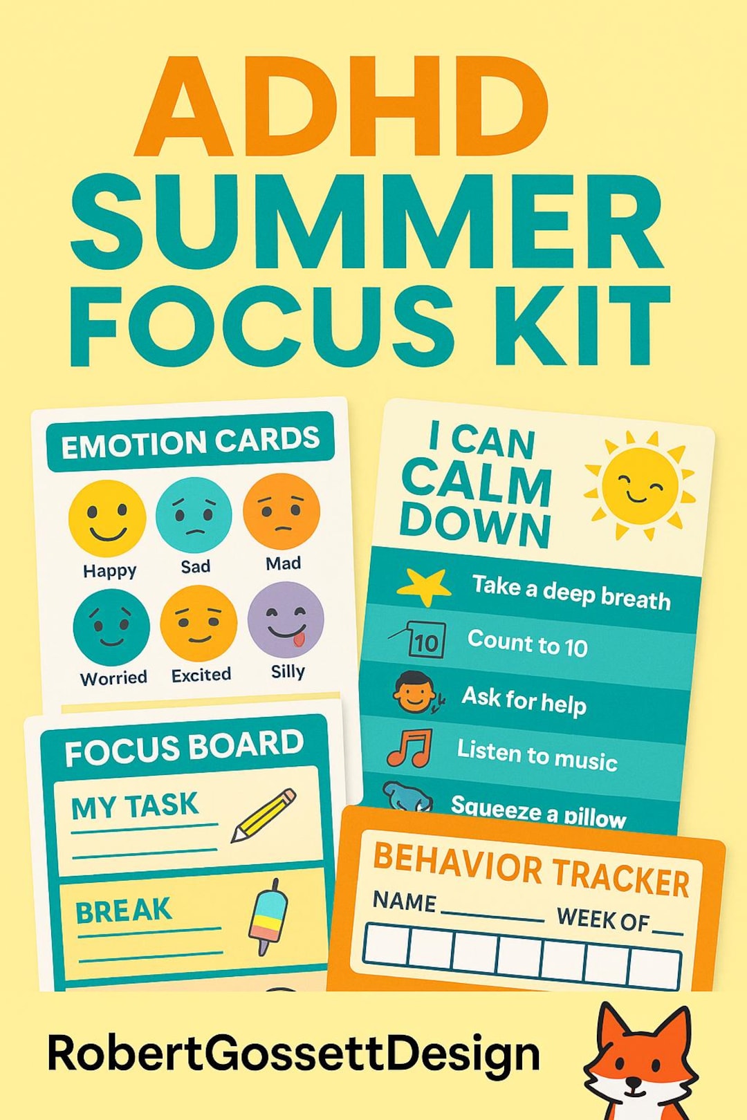 ADHD Calm Corner Kit – Printable Emotion Cards, Coping Posters ...