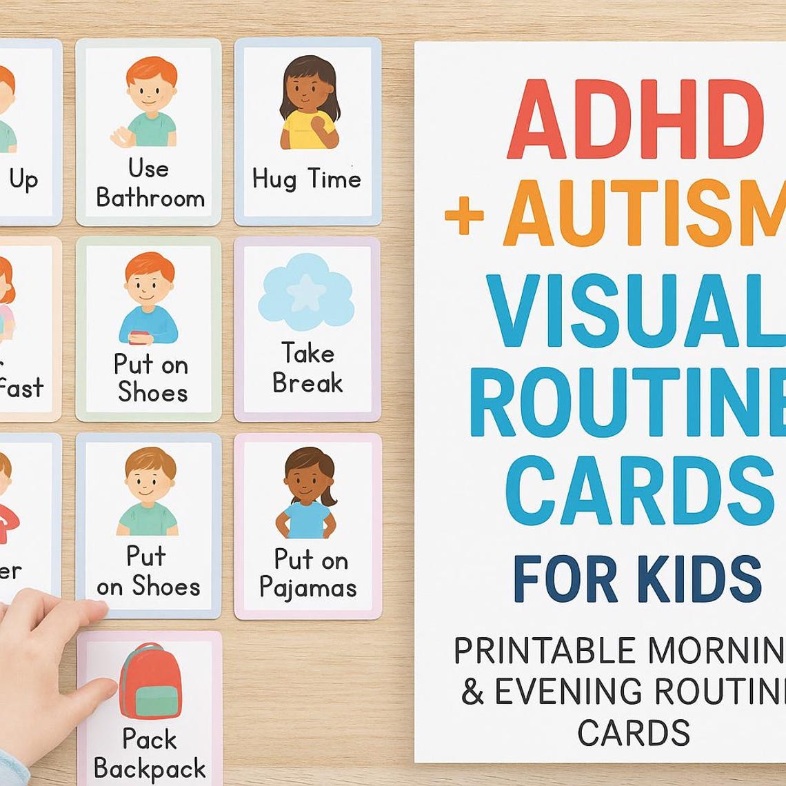 ADHD + Autism Visual Routine Cards for Kids – Printable Morning ...