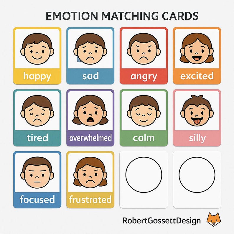 ADHD & Autism-friendly Emotion Matching Cards – Printable Feelings Game ...