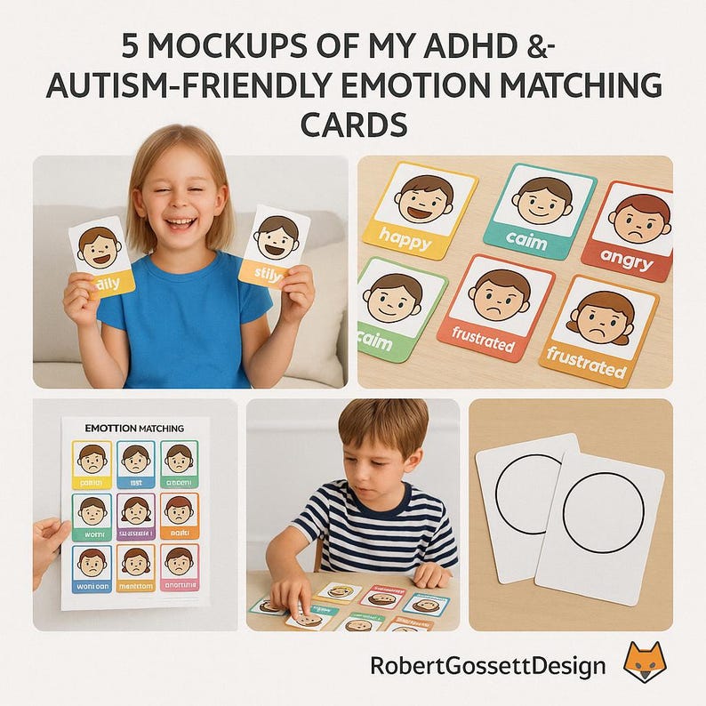 ADHD & Autism-friendly Emotion Matching Cards – Printable Feelings Game ...
