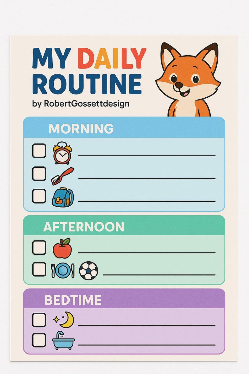 ADHD Daily Routine Chart for Kids – Printable & Visual Schedule With ...