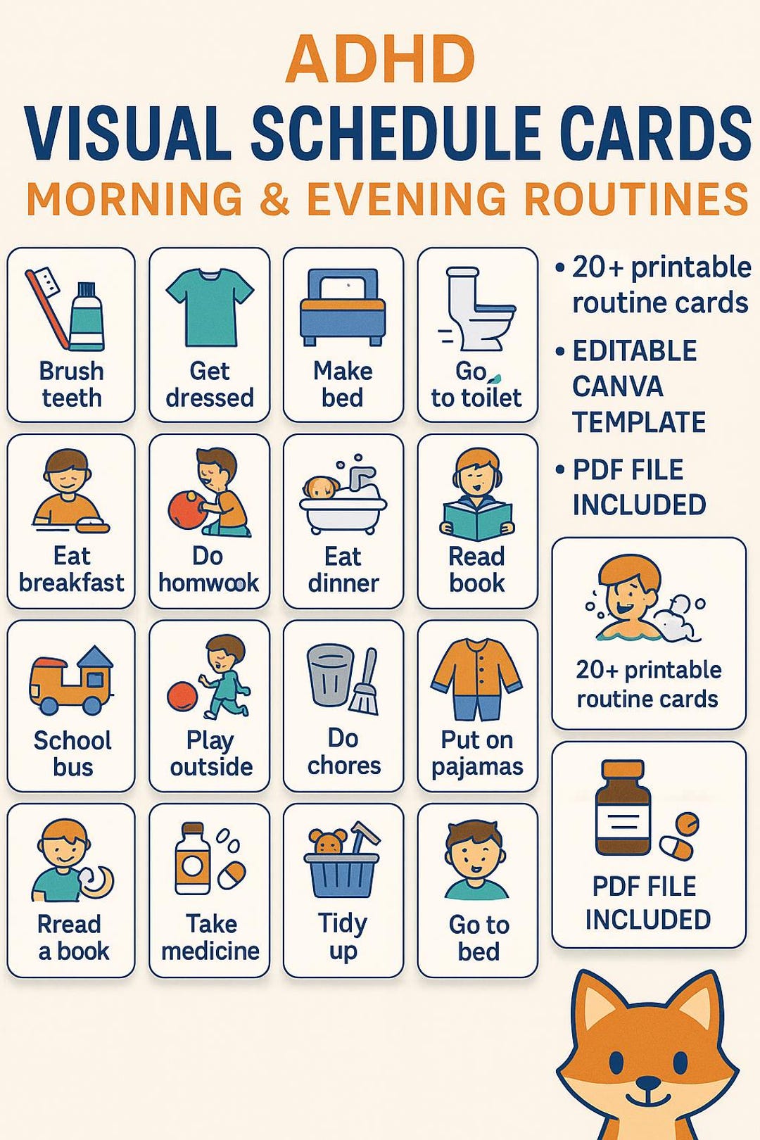 ADHD Visual Routine Cards for Kids - Etsy