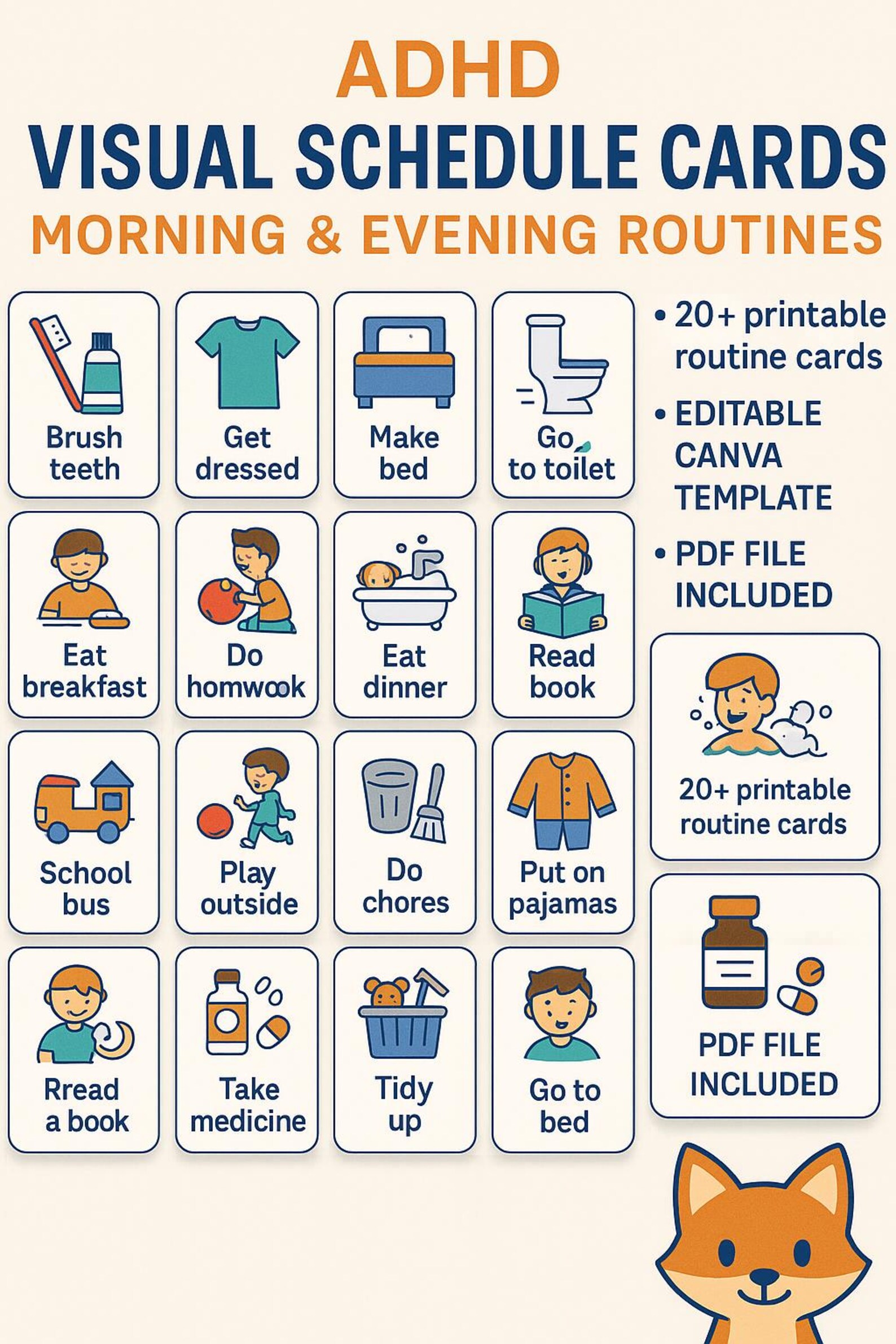 ADHD Visual Routine Cards for Kids - Etsy