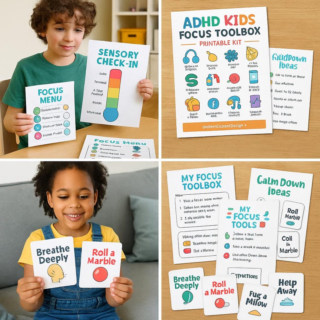 ADHD Focus Toolbox Printable Kit: Calm Down Tools, Sensory Breaks (PDF ...