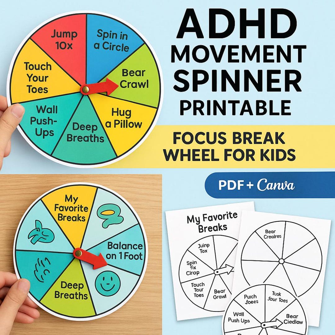 ADHD Movement Spinner Printable – Focus Break Wheel for Kids – PDF ...