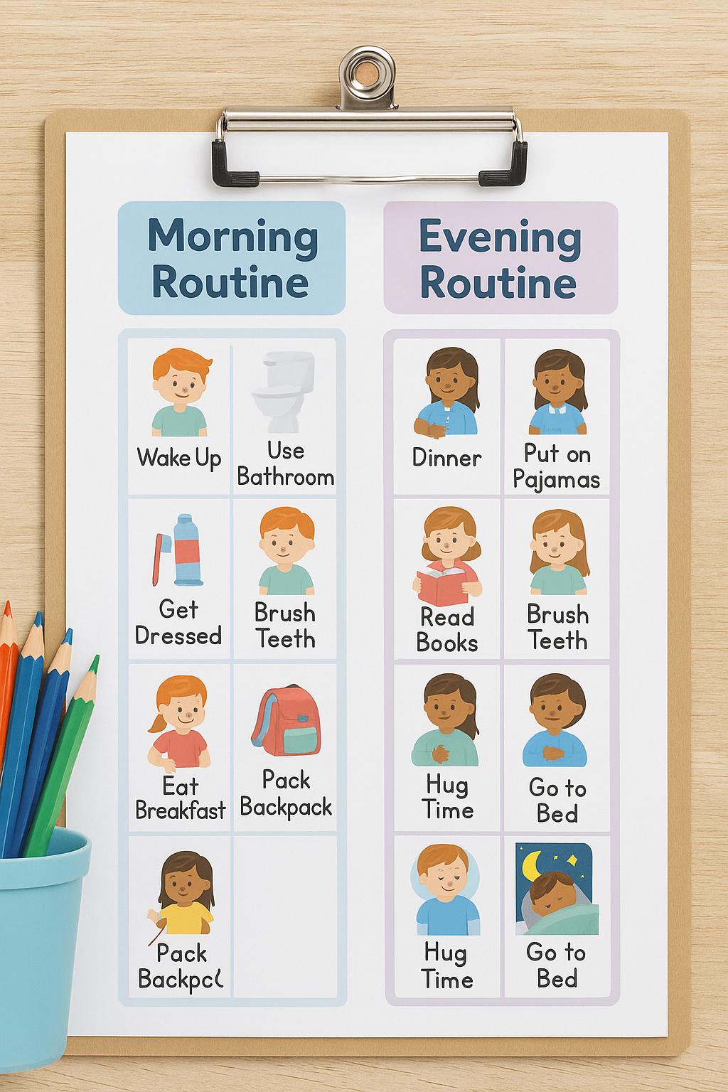 ADHD + Autism Visual Routine Cards for Kids – Printable Morning ...