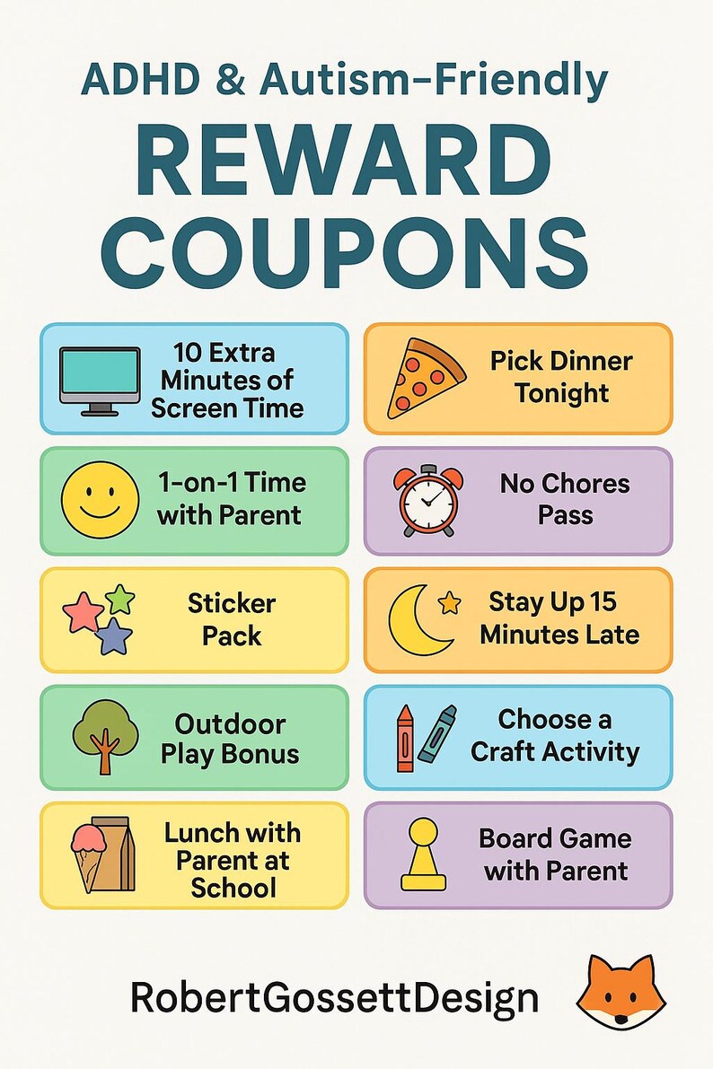 ADHD & Autism-friendly Reward Coupons for Kids – Printable Motivation ...