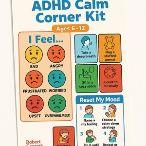 ADHD Calm Corner Kit: Emotion Chart & Coping Strategies (printable PDF ...