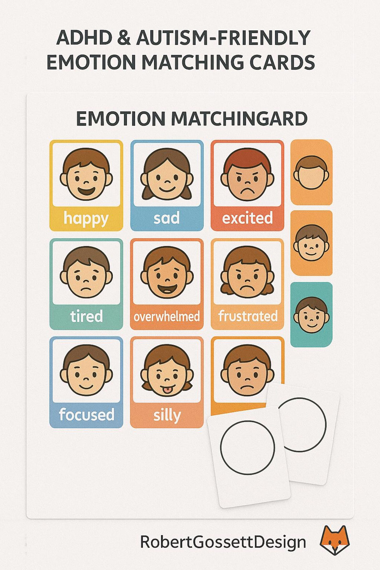 ADHD & Autism-friendly Emotion Matching Cards – Printable Feelings Game ...