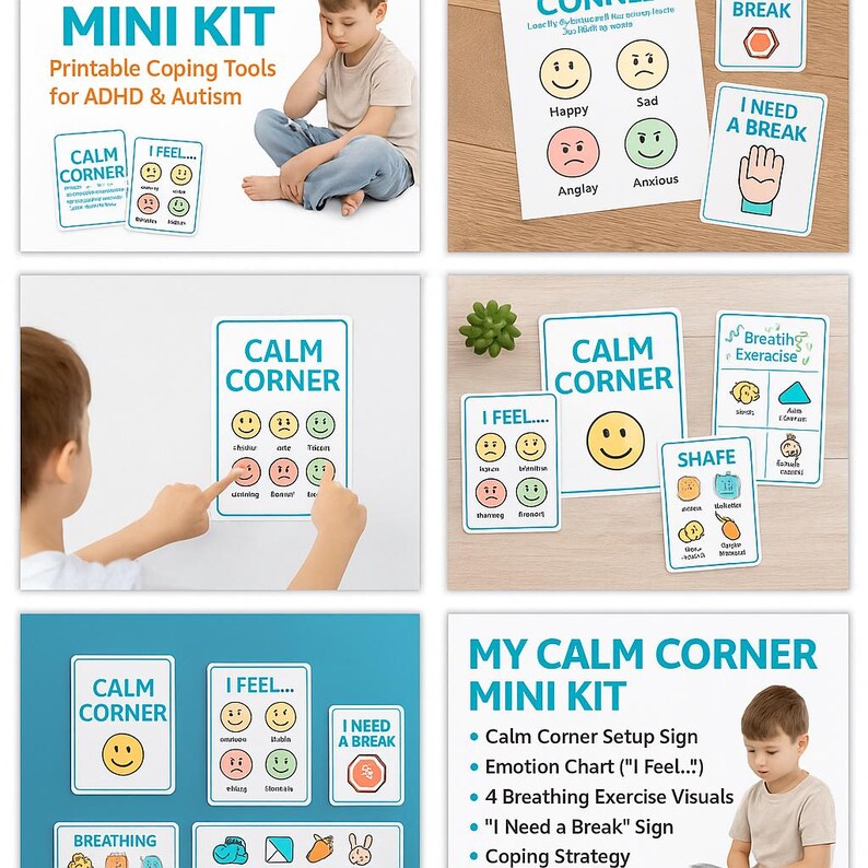 Calm Corner Kit: Coping Tools for ADHD & Autism (printable Visuals) - Etsy