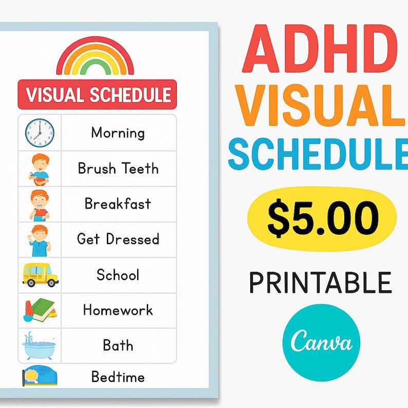 ADHD + Autism Visual Routine Cards for Kids – Printable Morning ...