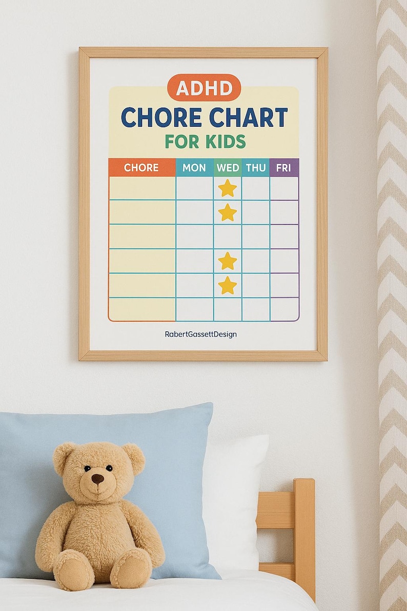 ADHD Chore Chart for Kids: Printable Routine Tracker (ages 6-12 ...