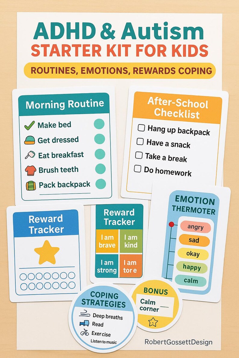 ADHD & Autism Starter Kit – Routine Chart, Emotions, Rewards and Coping ...