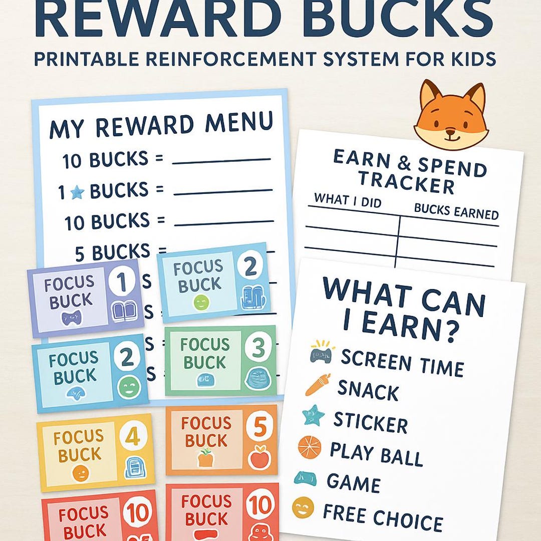 Printable Reward Bucks for Kids | ADHD & Autism Positive Reinforcement ...