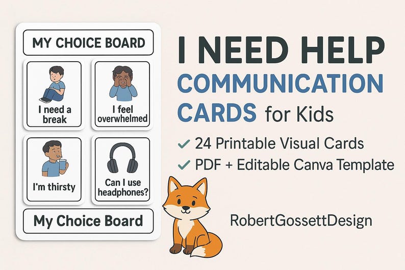 I Need Help Communication Cards for Kids | Autism & ADHD Printable ...