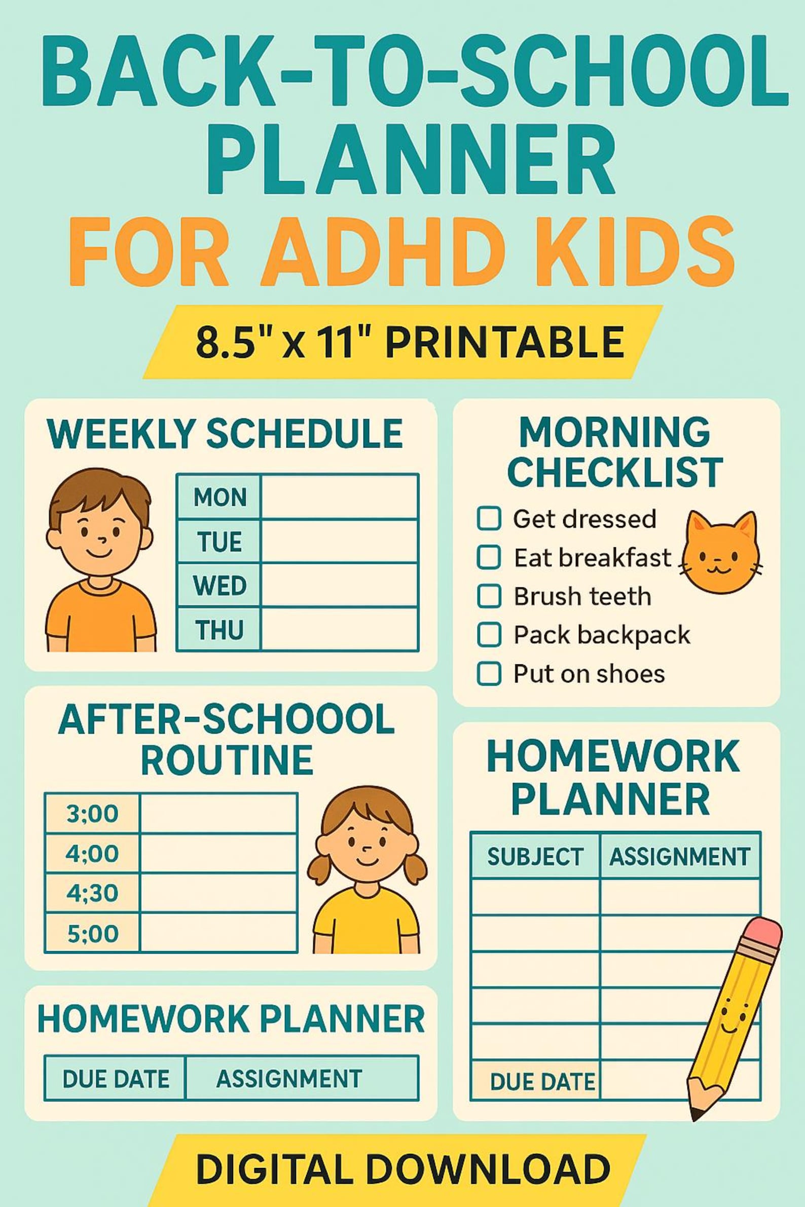 ADHD & Autism School Success Toolkit – Printable Visual Routine Charts ...
