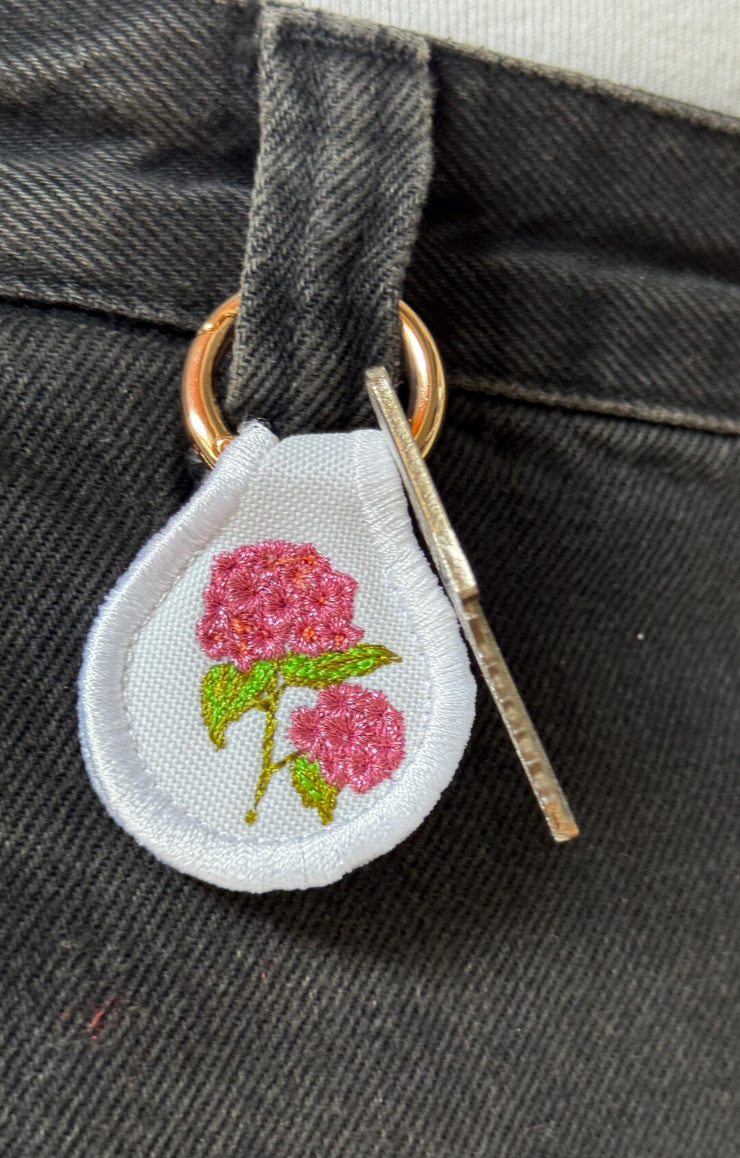 Keychain Accessory With Hydrangea Flower Embroidery - Etsy