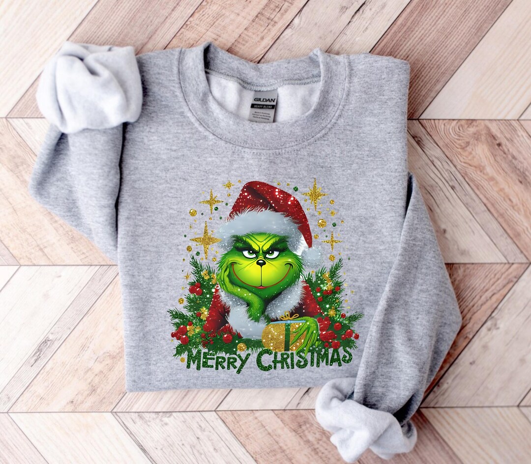 Grumpy Green Character Christmas Sweatshirt, Funny Holiday Sweater - Etsy