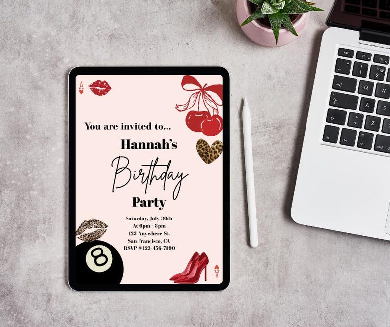 Kiss Kiss, It’s My Birthday – Glam Birthday Invitation Template ...