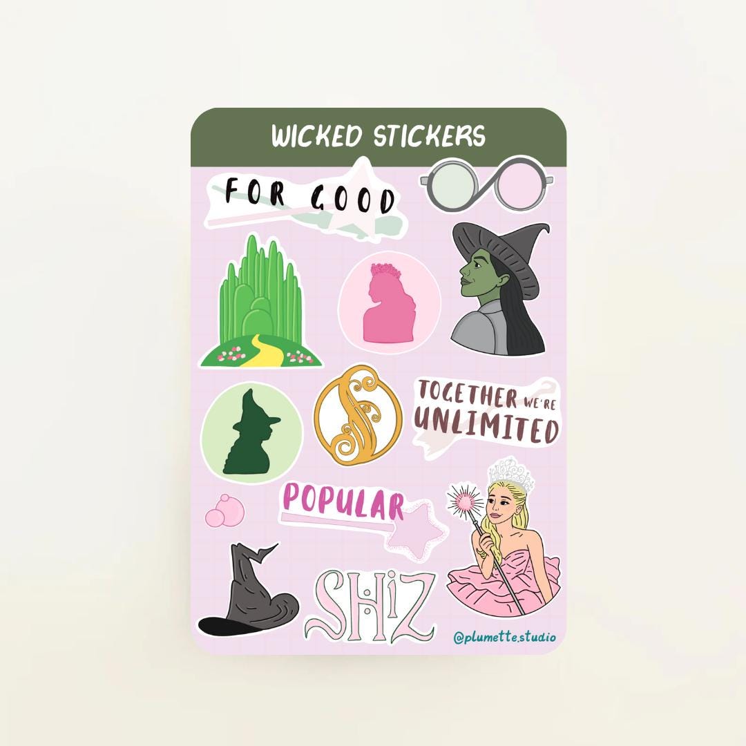 Wicked Stickers | Musical Sticker Sheet | Stickers Glinda and Elphaba ...