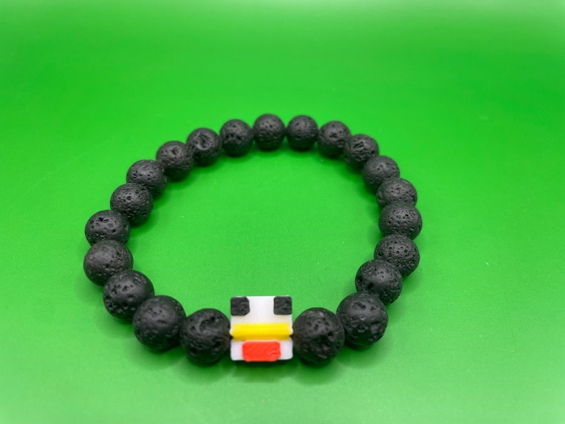 Pixel Chicken Gamer Bracelet: 3D Printed Bead, Lava Stone - Gen Alpha ...