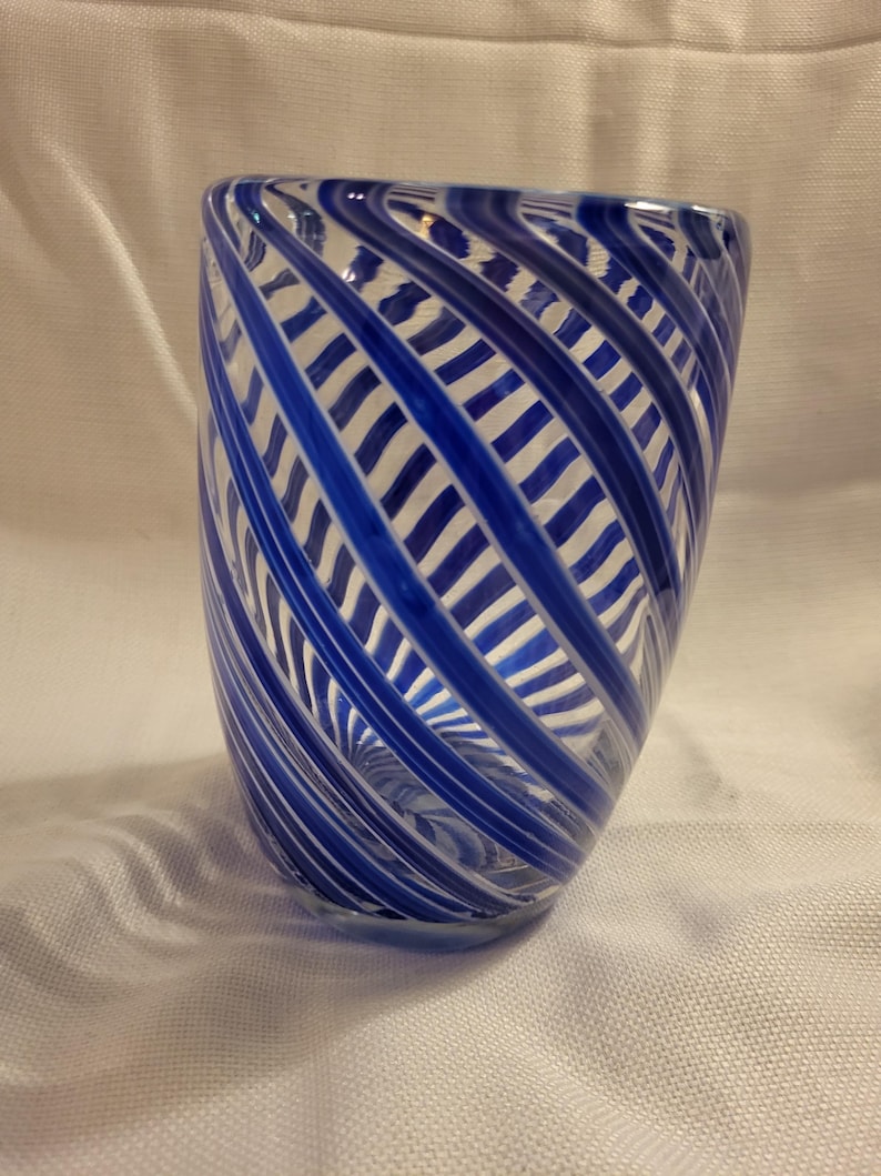 Blue Swirl Vase, Art Glass. Hand Blown. - Etsy