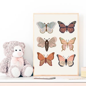 Butterfly Wall Art Set, Boho Butterflies, Printable Art, Digital Print ...