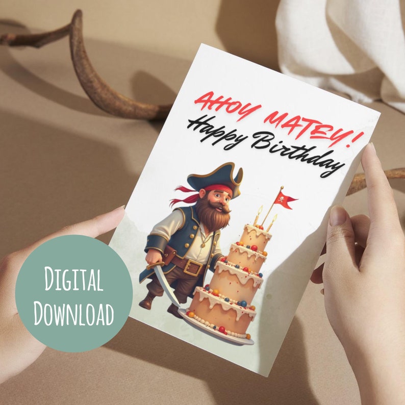 Printable Cute and Funny Pirate Inspired Printable Birthday Card ...