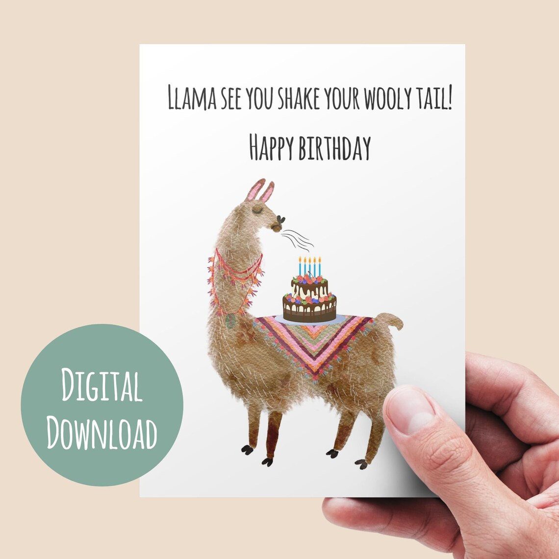 Printable Cute and Funny Alpaca Inspired Printable Birthday Card, Llama ...