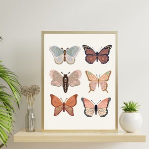 Butterfly Wall Art Set, Boho Butterflies, Printable Art, Digital Print ...