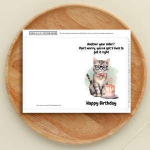 Printable Cute and Funny Cat Inspired Printable Birthday Card, Cat ...